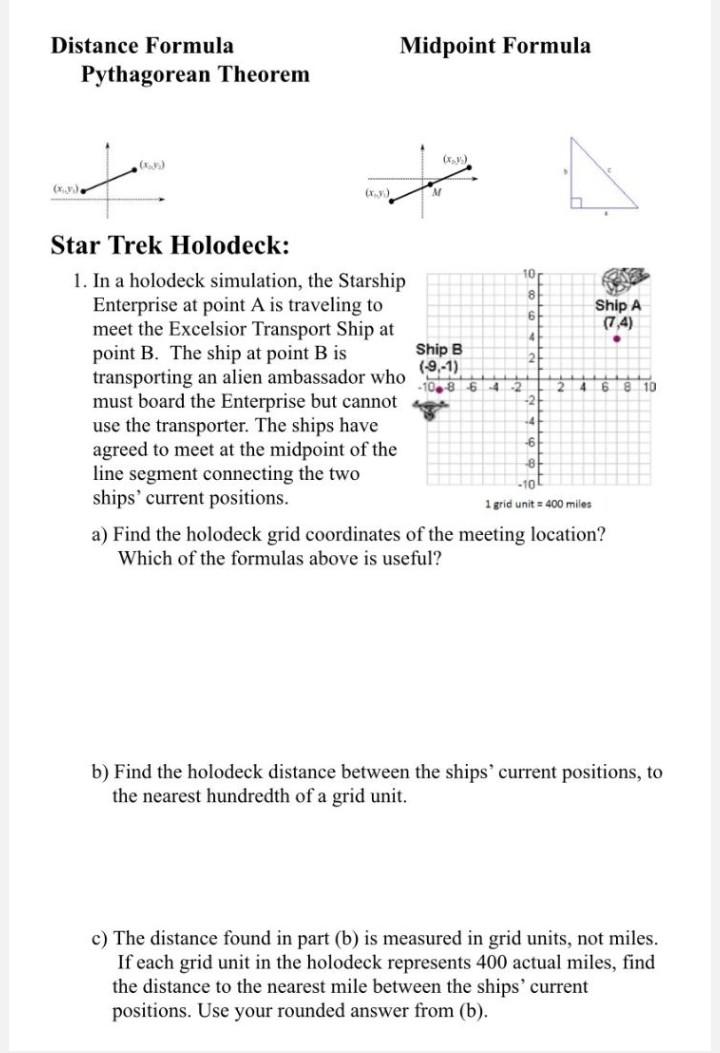Solved Midpoint Formula Distance Formula Pythagorean Theorem | Chegg.com