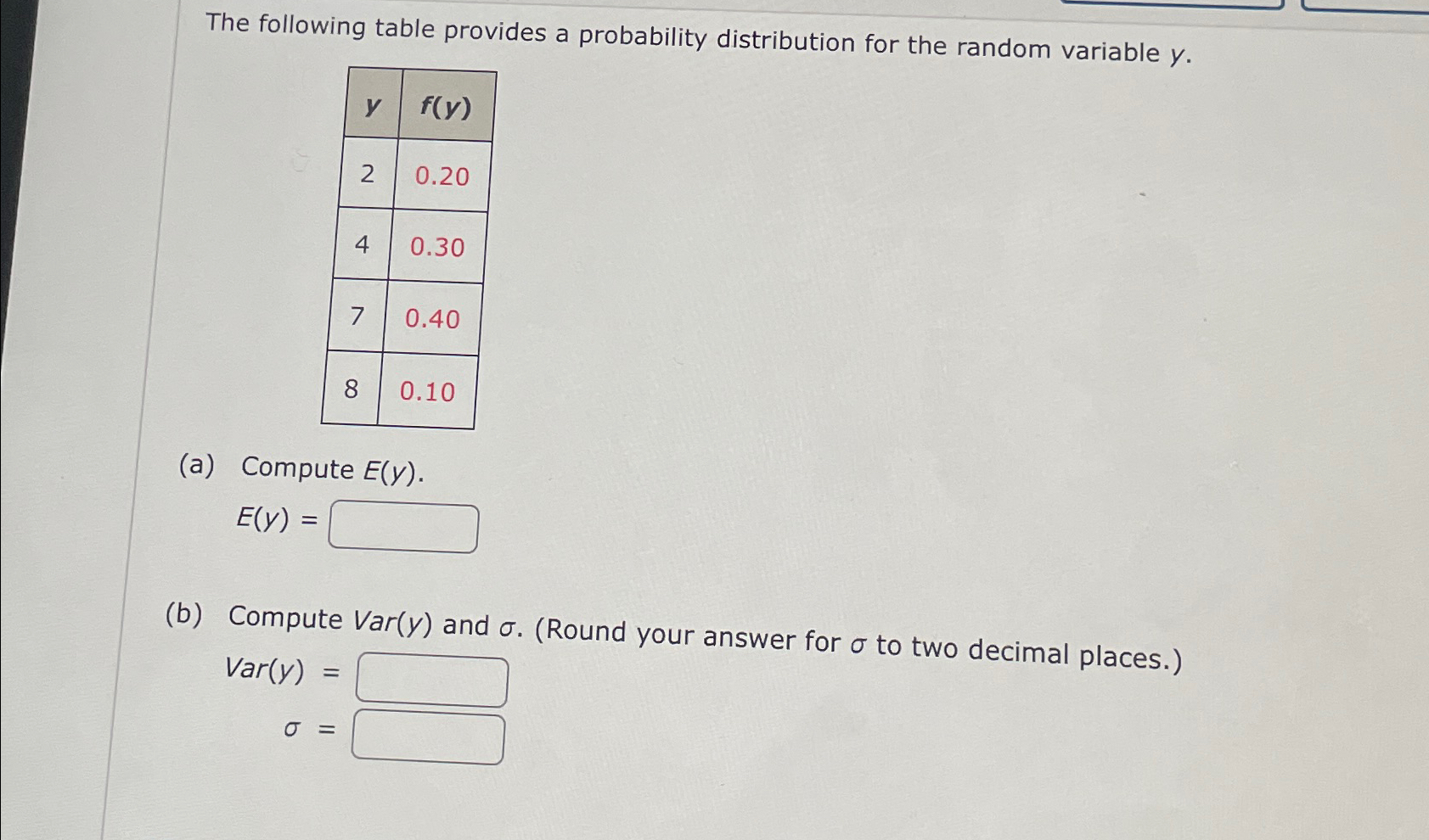 Solved The following table provides a probability | Chegg.com