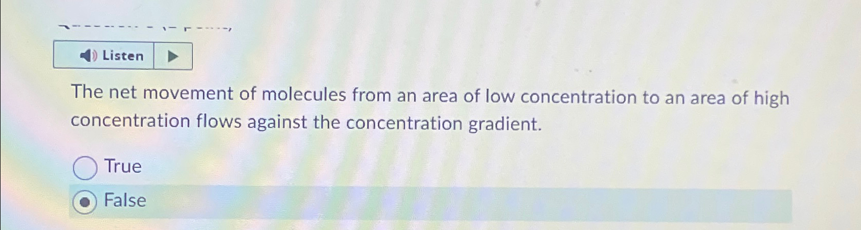 Solved ListenThe net movement of molecules from an area of | Chegg.com