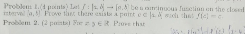 Solved Problem 1.(1 ﻿points) ﻿Let f:[a,b]→[a,b] ﻿be a | Chegg.com