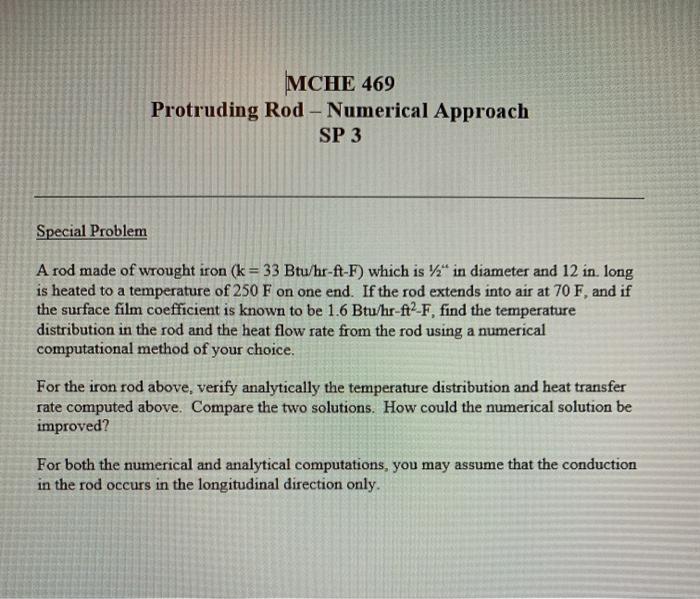 Solved MCHE 469 Protruding Rod - Numerical Approach SP 3 | Chegg.com