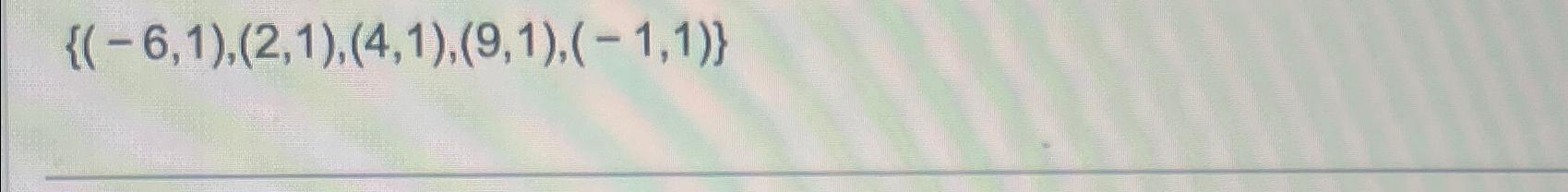 Solved {(-6,1),(2,1),(4,1),(9,1),(-1,1)}What is the domain | Chegg.com