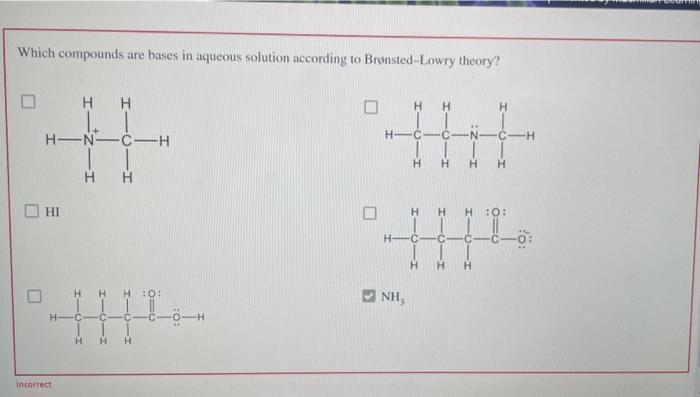 Solved Which compounds are bases in aqueous solution | Chegg.com
