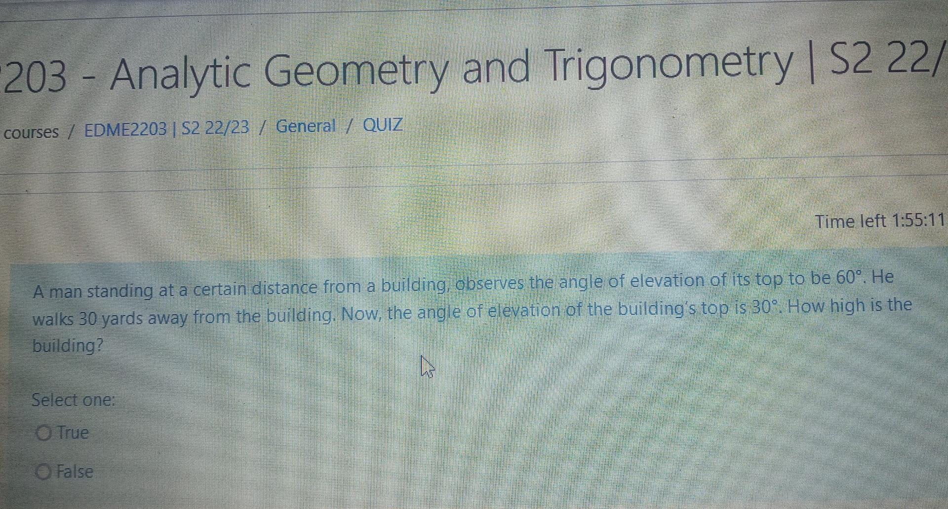 Solved 203 - Analytic Geometry and Trigonometry | S2 22, | Chegg.com