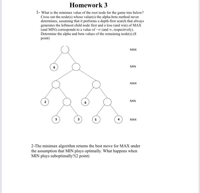 Solved Homework 3 1- What is the minimax value of the root | Chegg.com