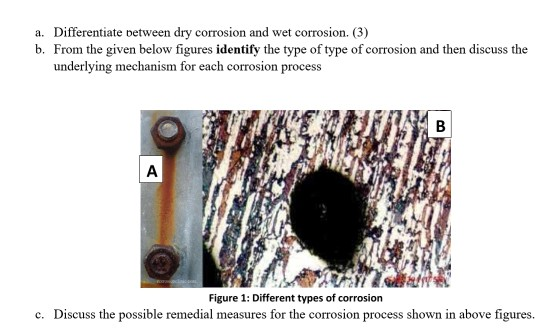 Solved a. Differentiate between dry corrosion and wet | Chegg.com