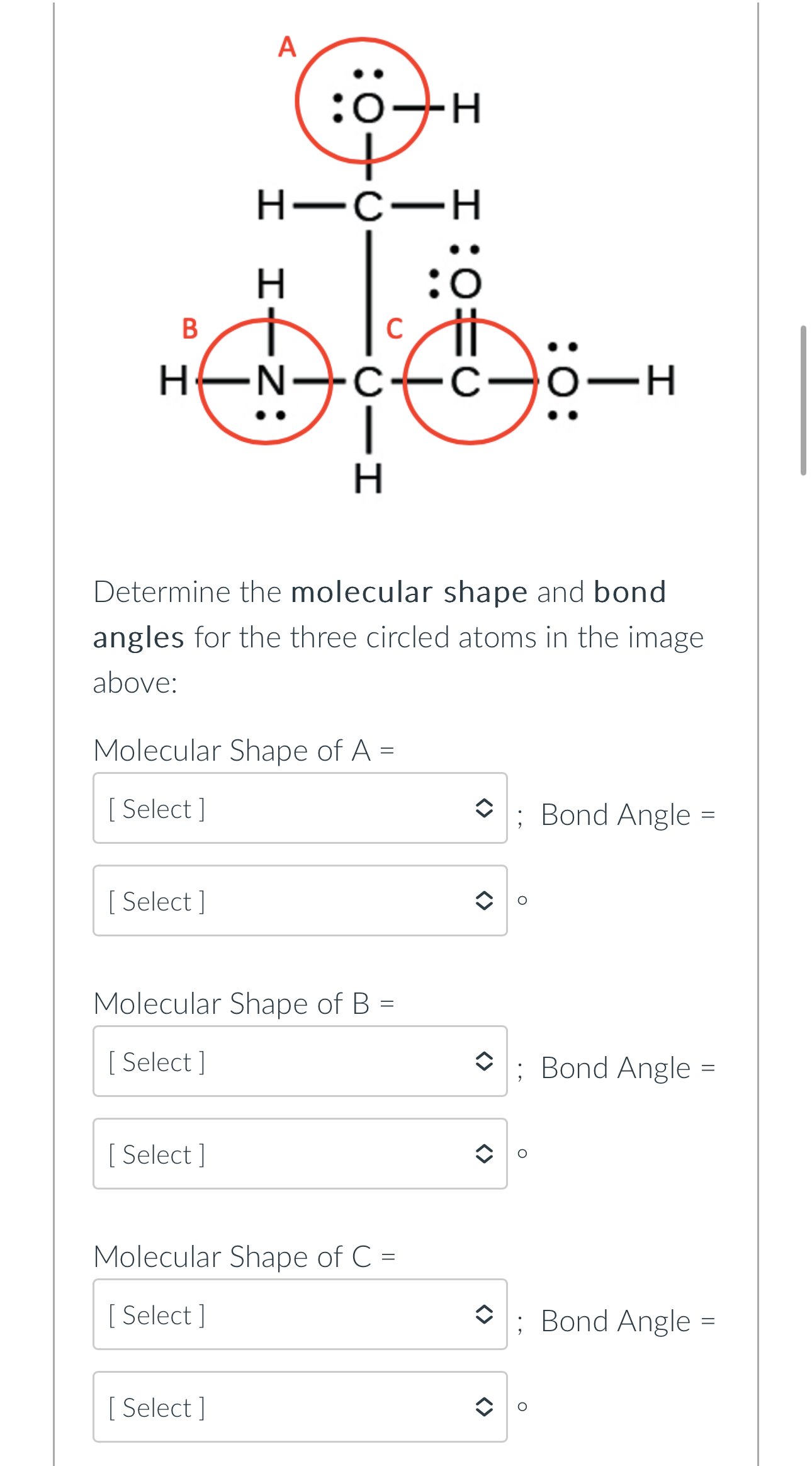 Solved Determine the molecular shape and bond angles for the | Chegg.com