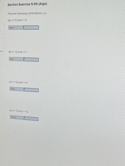 Solved Section Exercise 5-55 (Algo) Find the following | Chegg.com
