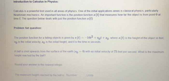 Solved Introduction to Calculus in Physics: Calculus is a | Chegg.com