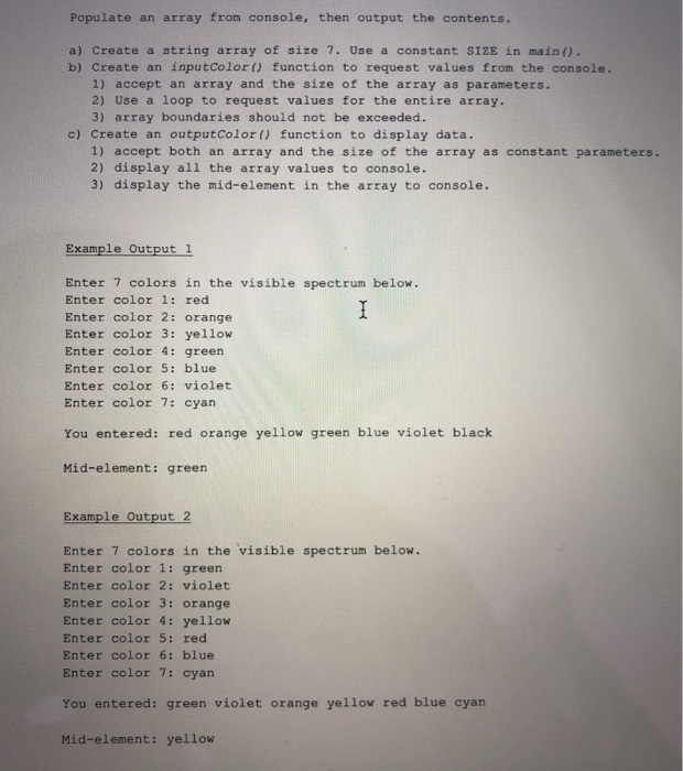 Solved Populate An Array From Console Then Output The 0258