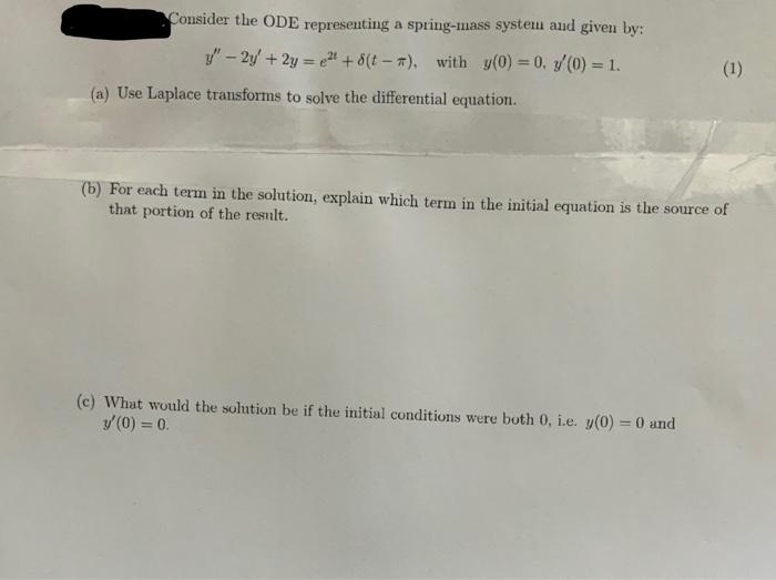 Solved Consider the ODE representing a spring-mass system | Chegg.com