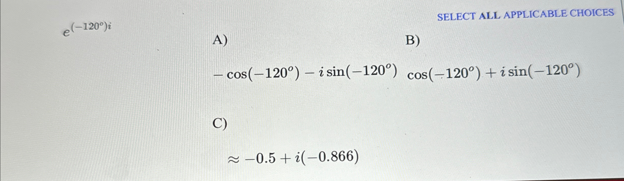 Solved SELECT ALL APPLICABLE | Chegg.com