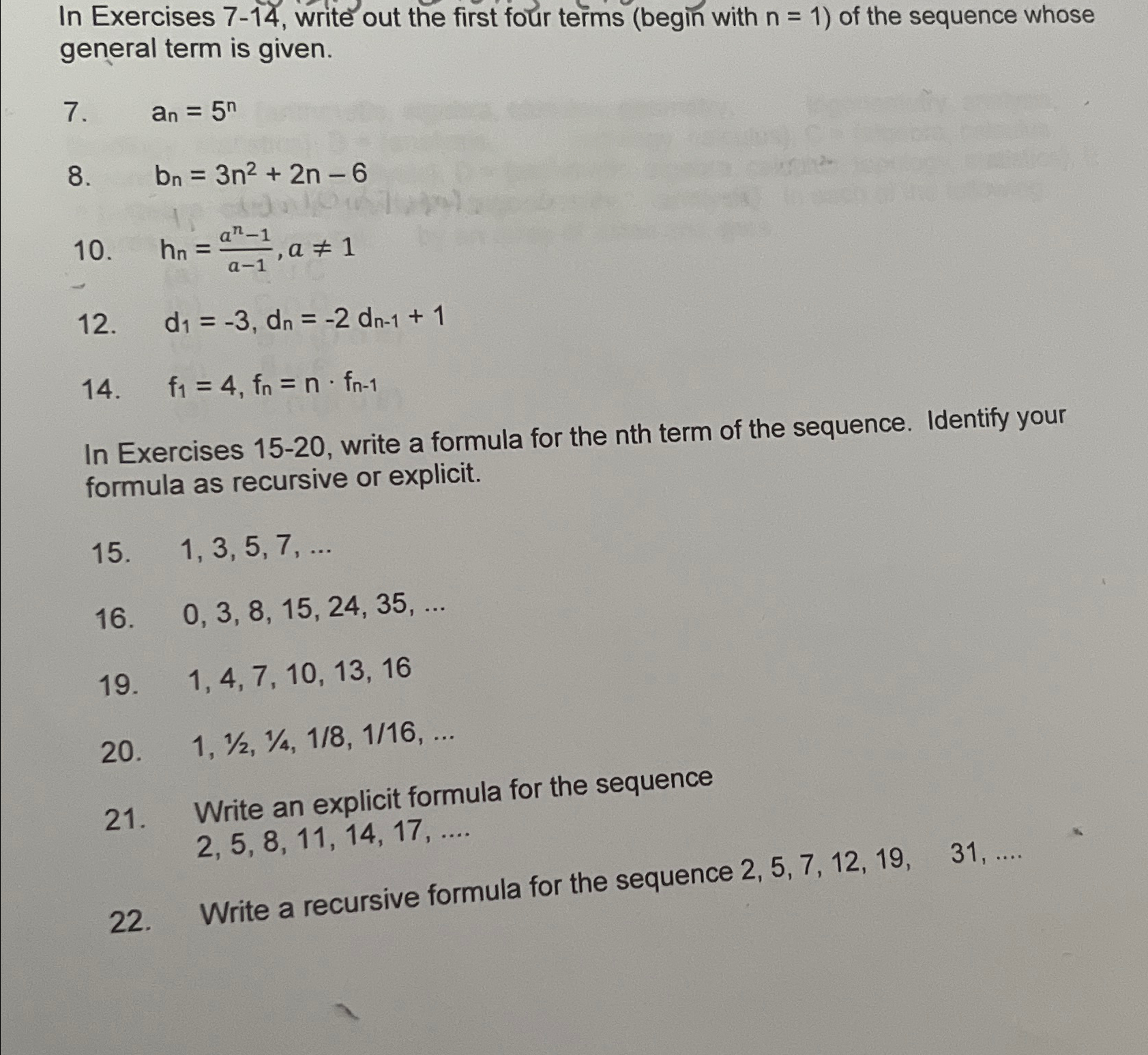 In Exercises 7-14, ﻿write out the first four terms | Chegg.com