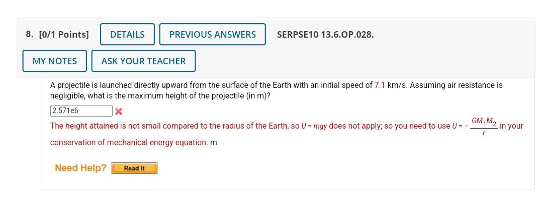 Solved A projectile is launched directly upward from the | Chegg.com