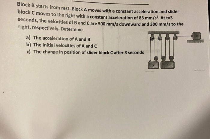 Solved Block B starts from rest. Block A moves with a co rts | Chegg.com