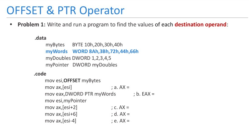 Solved OFFSET & PTR Operator Problem 1: Write and run a | Chegg.com