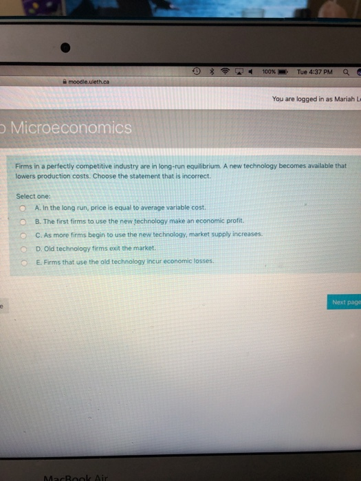 Solved 100% Tue 4:37 PM Q C moodle.uleth.ca You are logged | Chegg.com