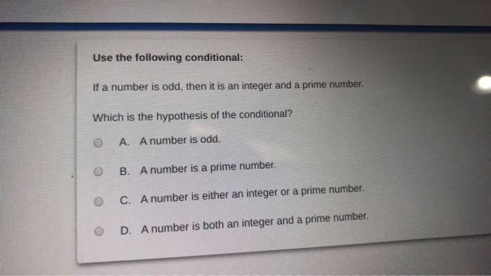 Solved Use the following conditional: If a number is odd, | Chegg.com