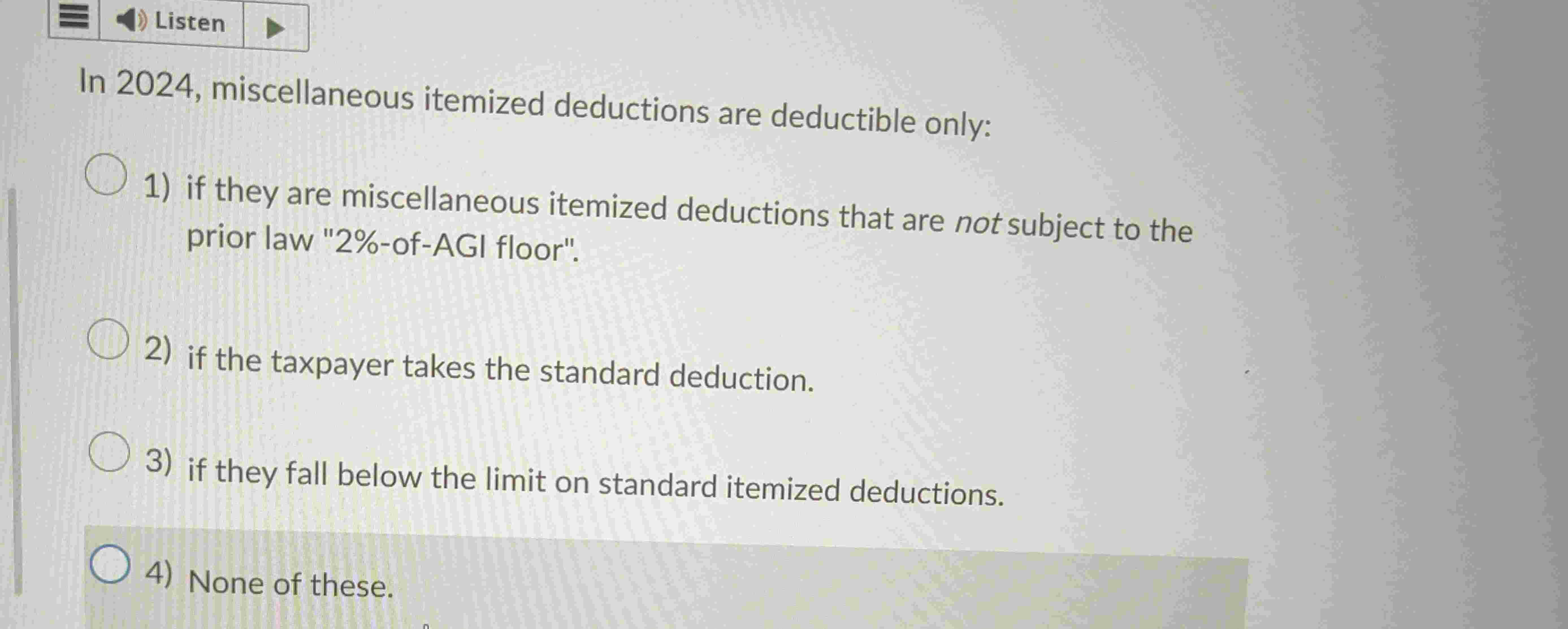 Solved In 2024, ﻿miscellaneous itemized deductions are | Chegg.com