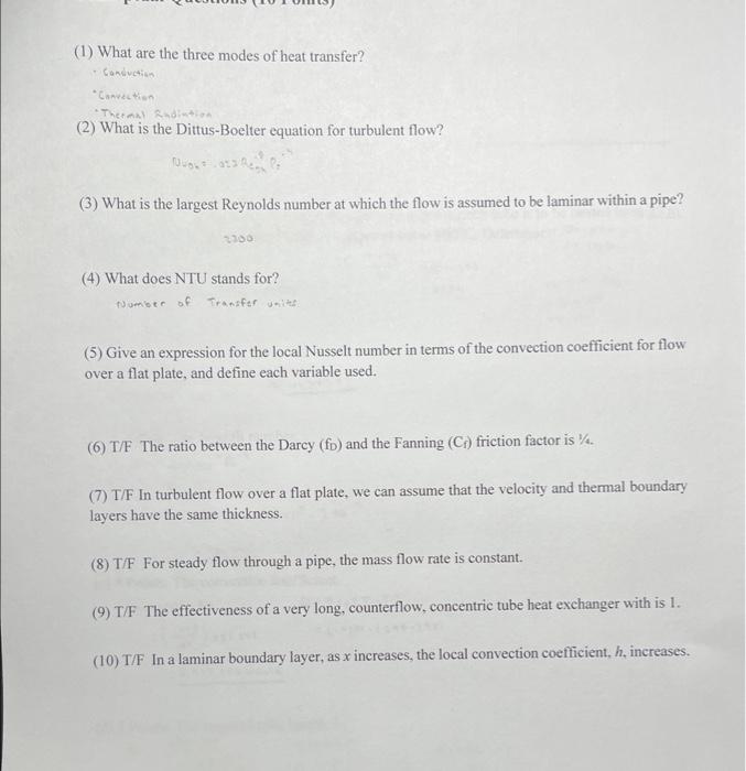 Solved (1) What are the three modes of heat transfer? - | Chegg.com