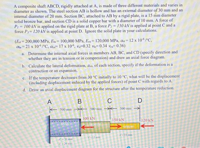 Solved A composite shaft ABCD, rigidly attached at A, is | Chegg.com