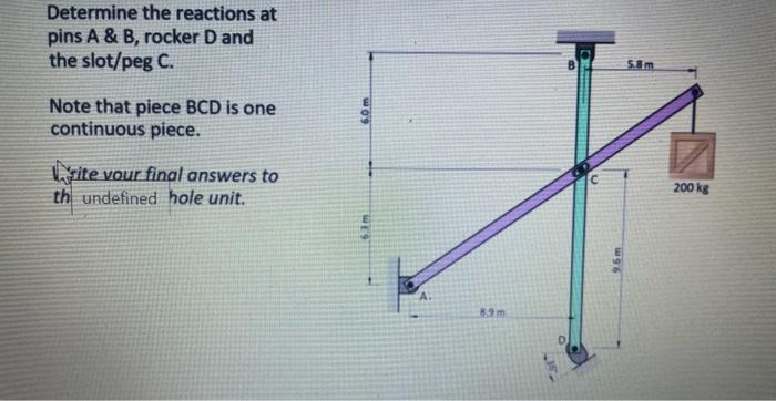 Solved Determine the reactions at pins A & B, rocker D and | Chegg.com