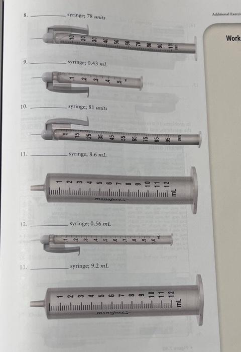 Solved 7. syringe; 29 untits8. syringe: 78 whits 9. syringe; | Chegg.com
