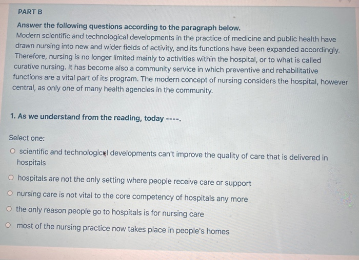 Solved PART B Answer the following questions according to | Chegg.com