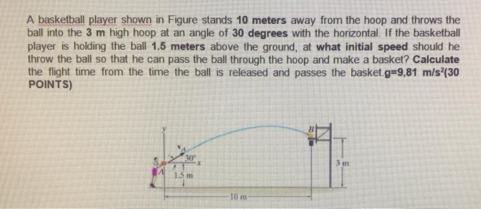 Solved A basketball player shown in Figure stands 10 meters | Chegg.com