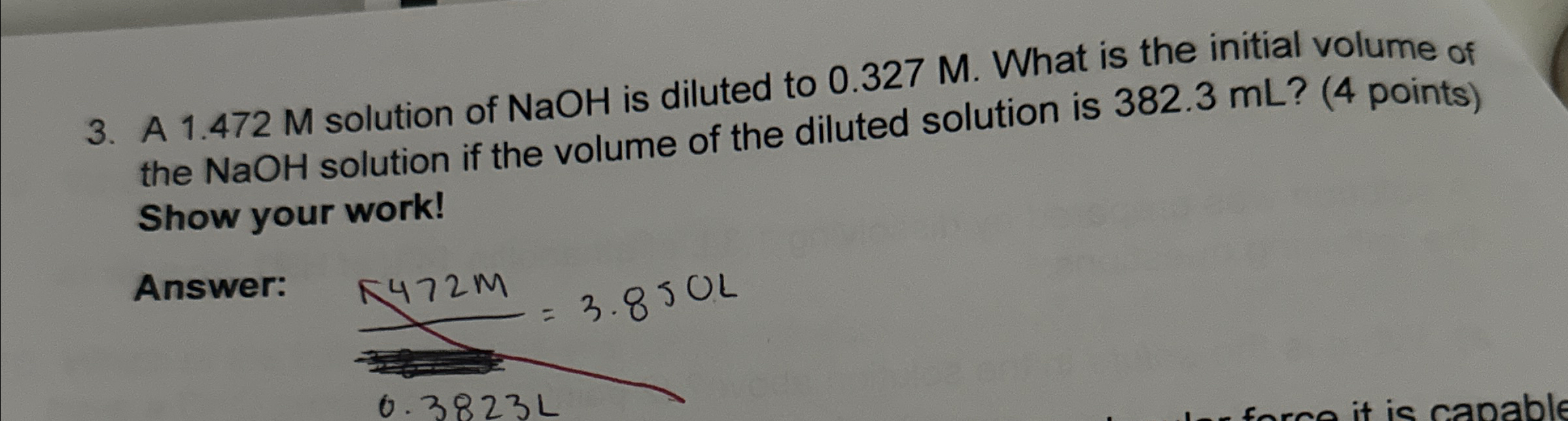 Solved A 1.472M ﻿solution of NaOH is diluted to 0.327M. | Chegg.com