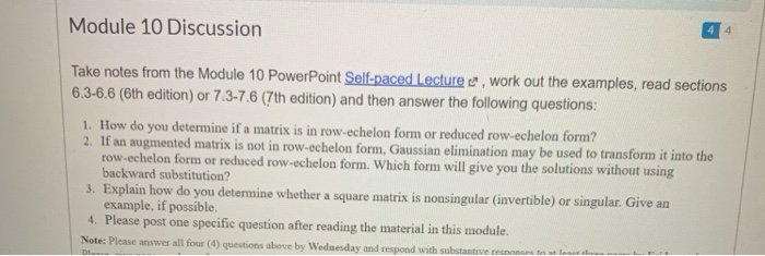 Solved Module 10 Discussion Take notes from the Module 10 | Chegg.com