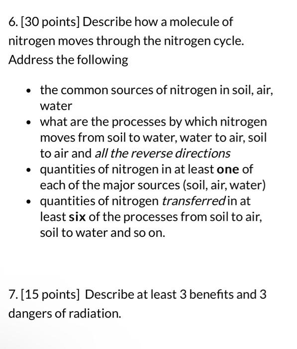 Solved 6. [30 points] Describe how a molecule of nitrogen | Chegg.com
