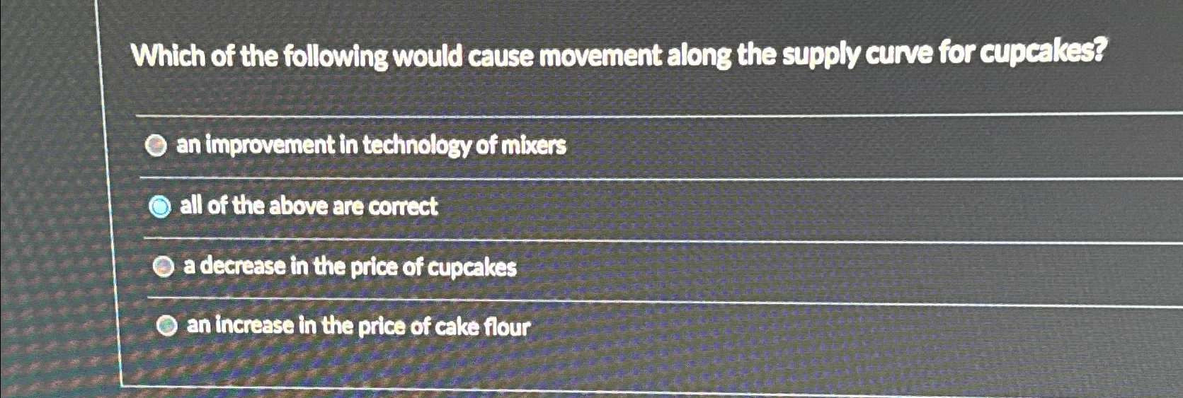 Solved Which of the following would cause movement along the | Chegg.com