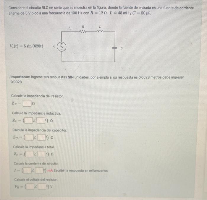 Considere el circuito RLC en serie que se muestra en | Chegg.com