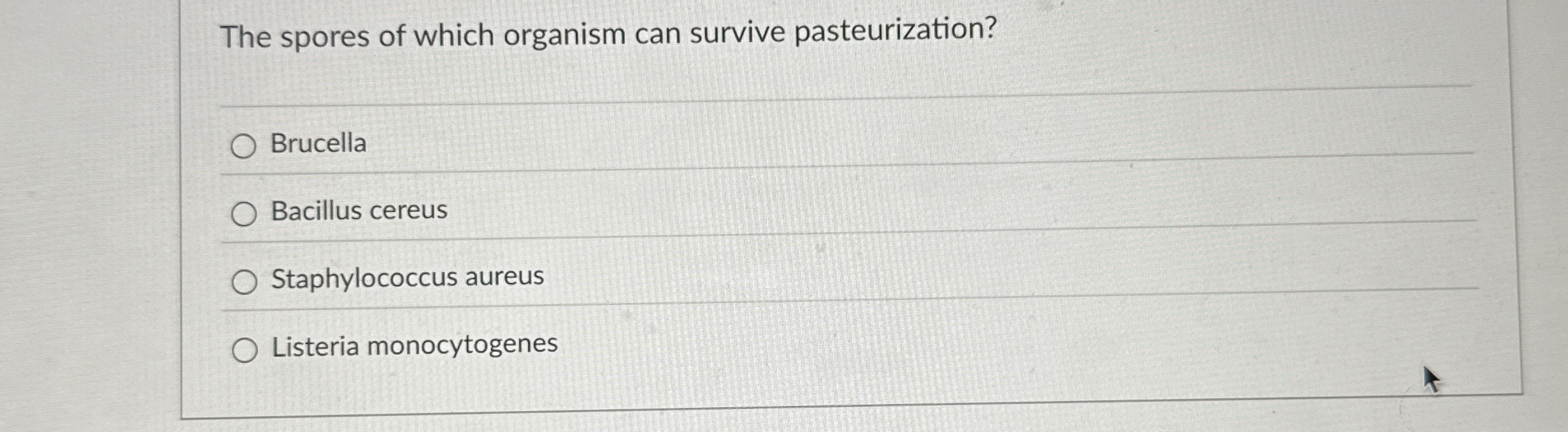 Solved The spores of which organism can survive | Chegg.com