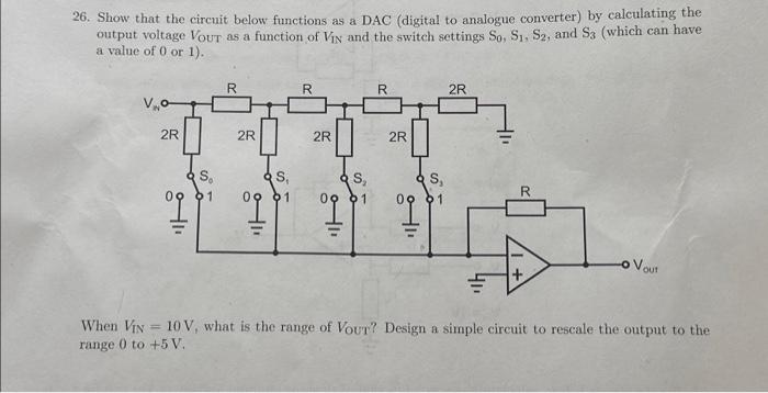 Solved 26. Show that the circuit below functions as a DAC | Chegg.com
