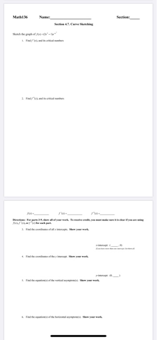 Math 1.36 Name: Slash of ww Math 136 Name: | Chegg.com