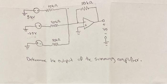 Solved Determine the output of the summing amplifier. | Chegg.com