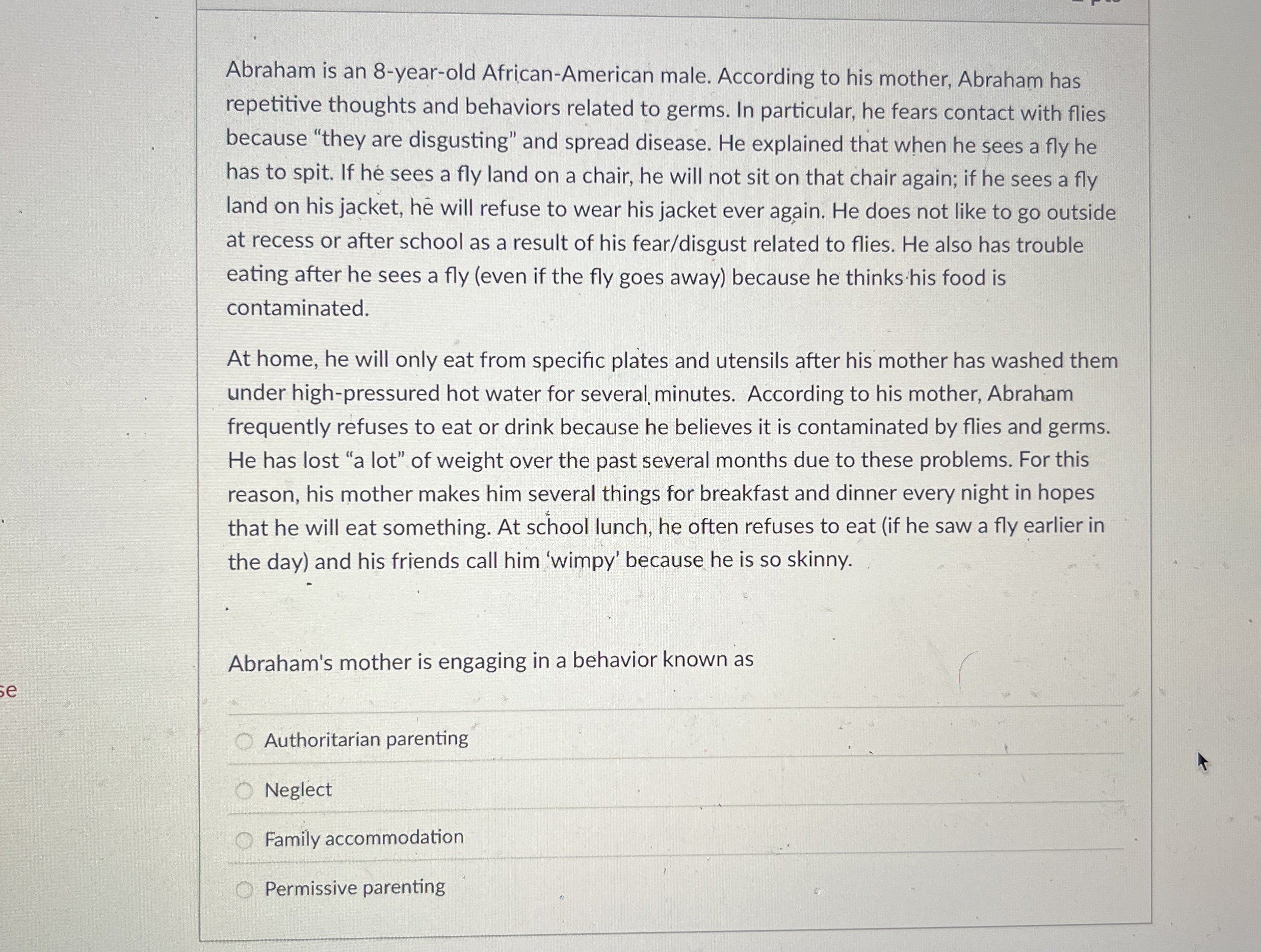 Solved Abraham is an 8-year-old African-American male. | Chegg.com