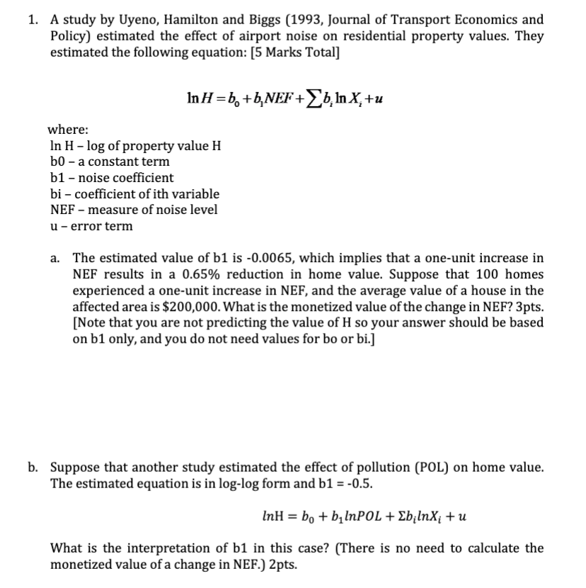 Solved A study by Uyeno, Hamilton and Biggs (1993, ﻿Journal | Chegg.com