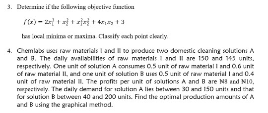 Solved 3 Determine If The Following Objective Function F X