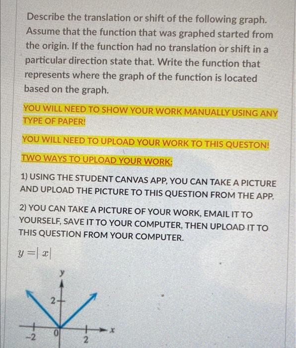 Solved Describe the translation or shift of the following | Chegg.com