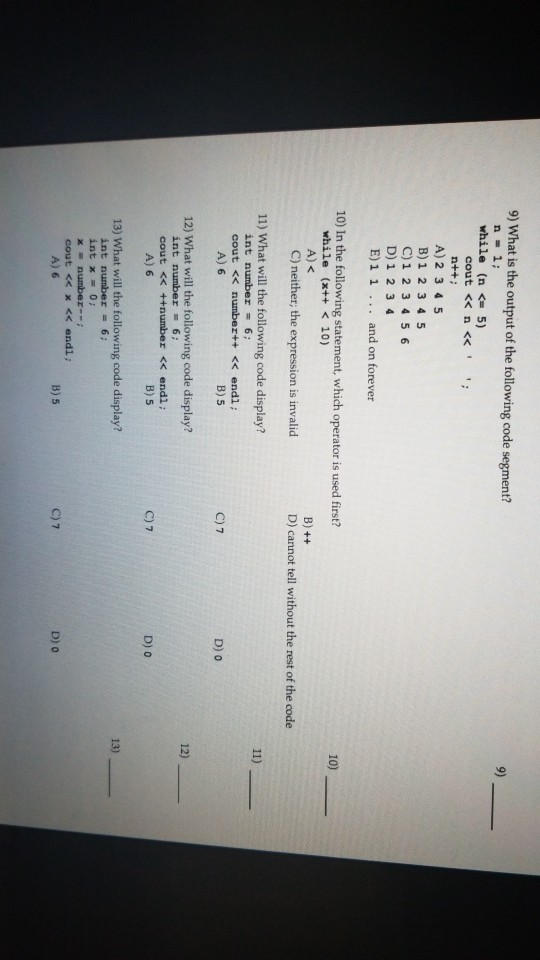 Solved 9 What Is The Output Of The Following Code Segment 