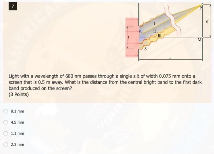 Solved 7 7 P a II III M a Light with a wavelength of 680 nm | Chegg.com