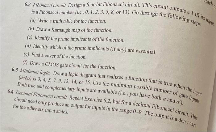 Solved 6.2 Fibonacci circuit. Design a four-bit Fibonacci | Chegg.com