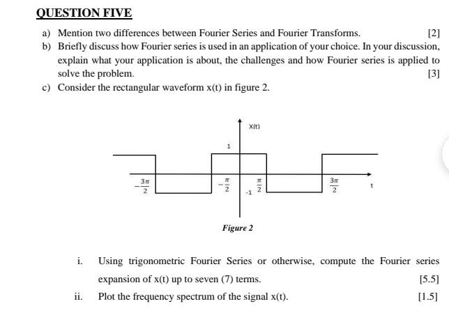 Solved QUESTION FIVE a) Mention two differences between | Chegg.com
