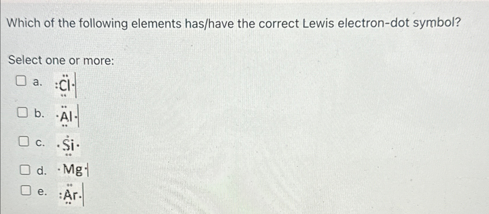 Solved Which of the following elements has/have the correct | Chegg.com