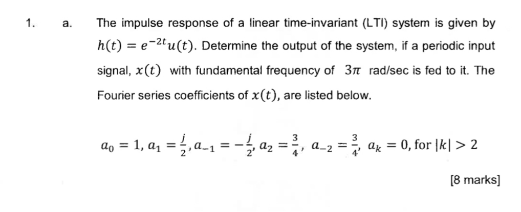Solved a. ﻿The impulse response of a linear time-invariant | Chegg.com