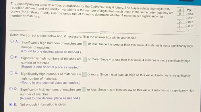 Solved The accompanying table describes probabilities for | Chegg.com