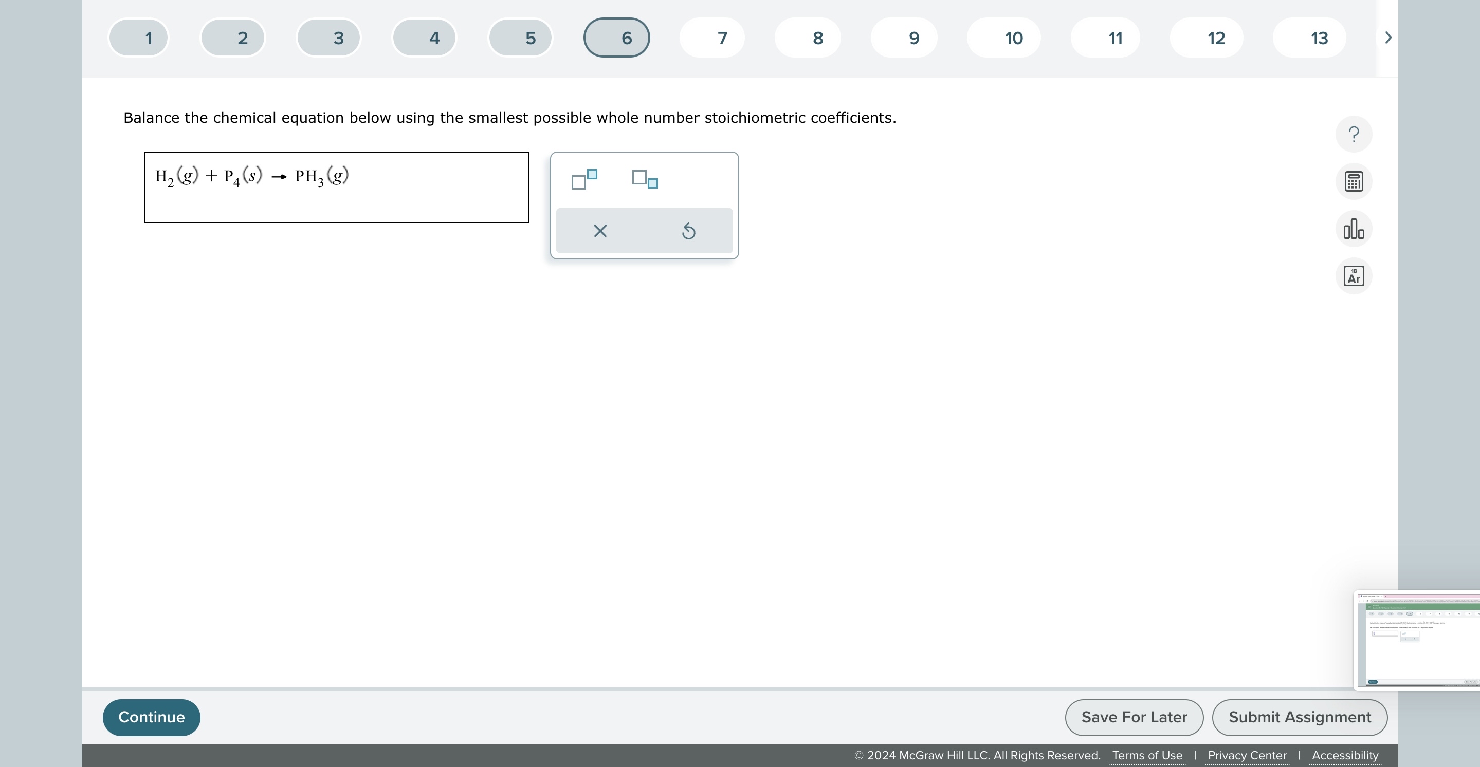 Solved 613Balance the chemical equation below using the | Chegg.com